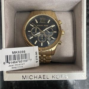 Michael Kors | Other | Michael Kors Mk8286 Lexington Black Dial Gold ...